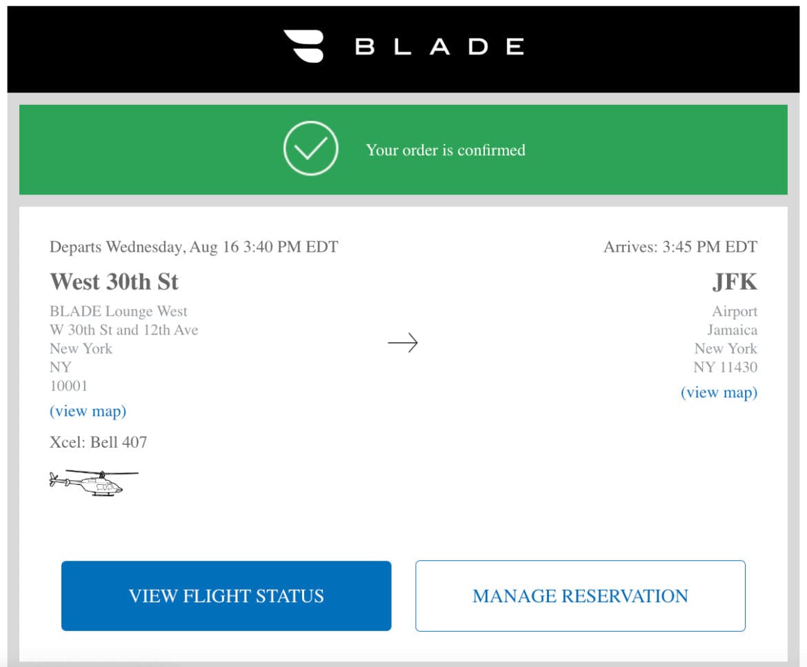 Flight Review: BLADE West 30th Street to JFK - The Bulkhead Seat