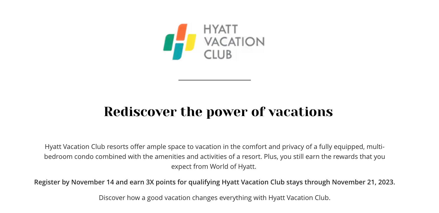 Promo: 3x World of Hyatt® Points At Hyatt Vacation Club - The Bulkhead Seat