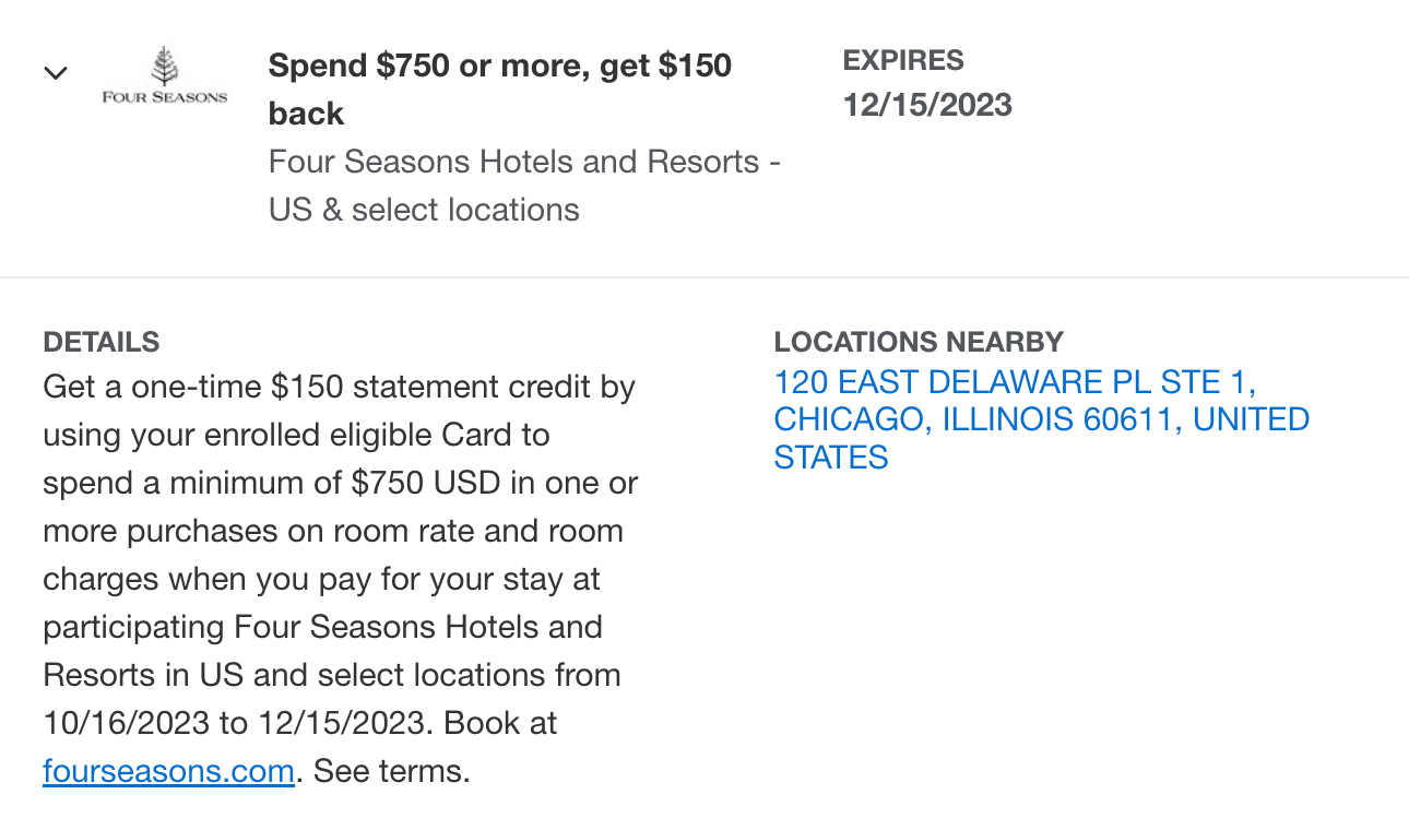 Amex Offer: Spend $750 or More, Get $150 Back at Select Four Seasons ...