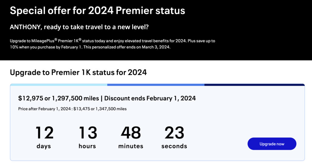 Would You Pay $12,975 or 1,297,500 Miles for United Premier 1K® Status ...