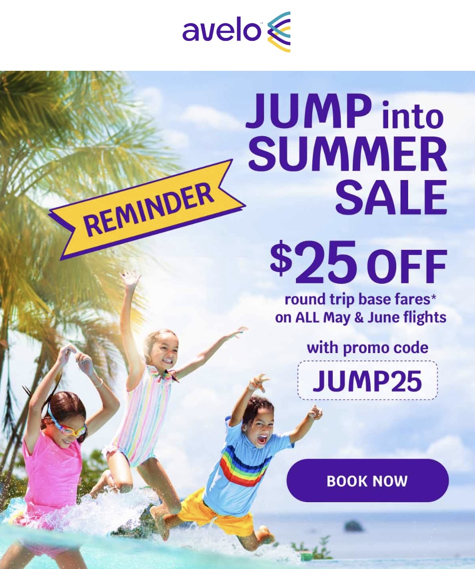 Promo: $25 Off Avelo Airlines Roundtrip Flights in May and June - The ...
