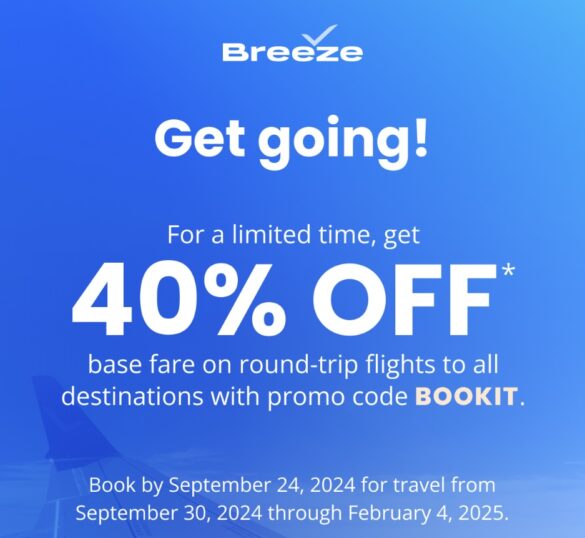 Promo: Breeze Airways 40% Off Sale - The Bulkhead Seat