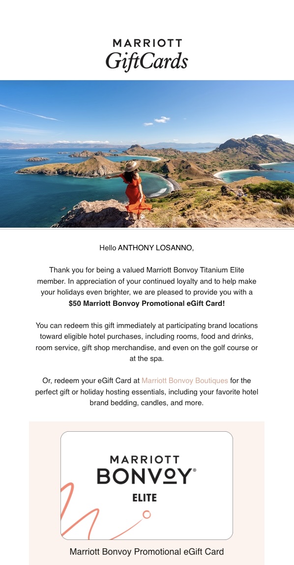 Check Your Email: Some Marriott Elite Members Receiving Gift Cards ...