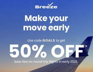 Breeze Airways' Sale Offers 50% Off Base Fares For Early 2025 Travel ...