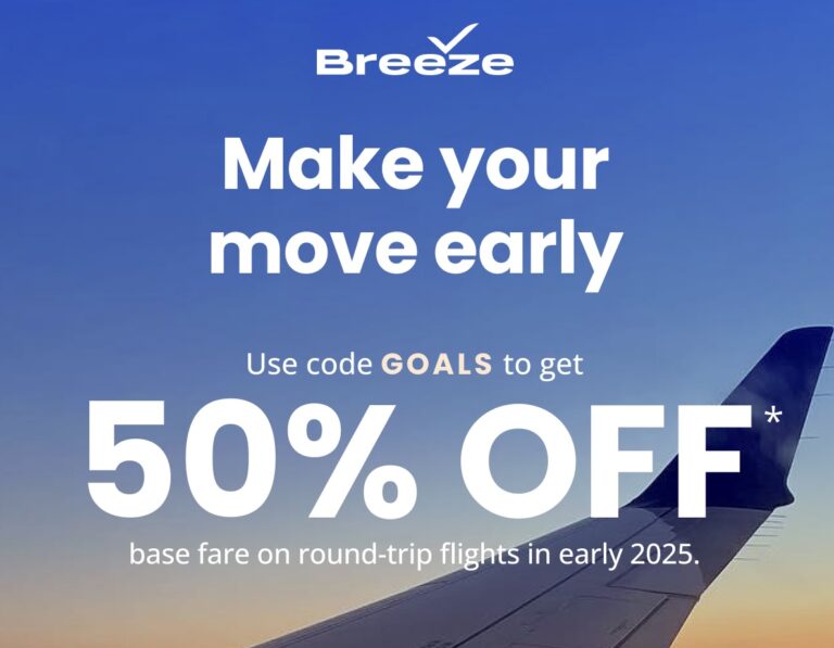 Breeze Airways' Sale Offers 50% Off Base Fares For Early 2025 Travel ...