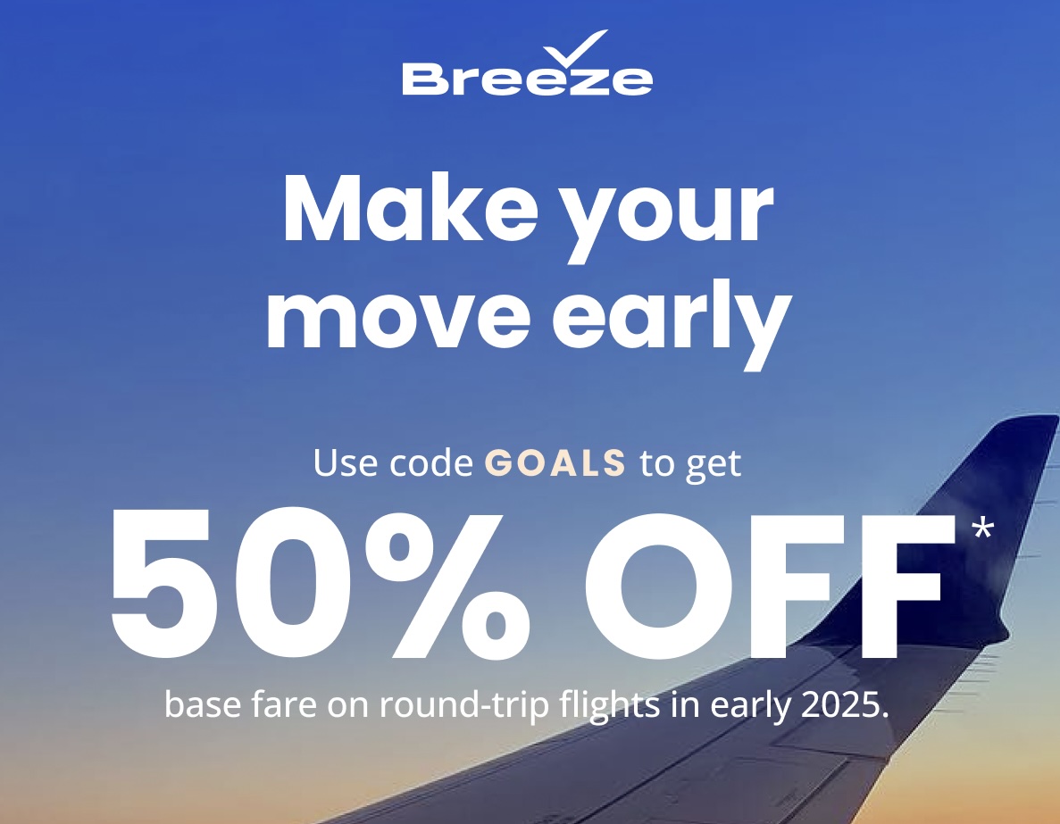 Breeze Airways' Sale Offers 50% Off Base Fares For Early 2025 Travel ...