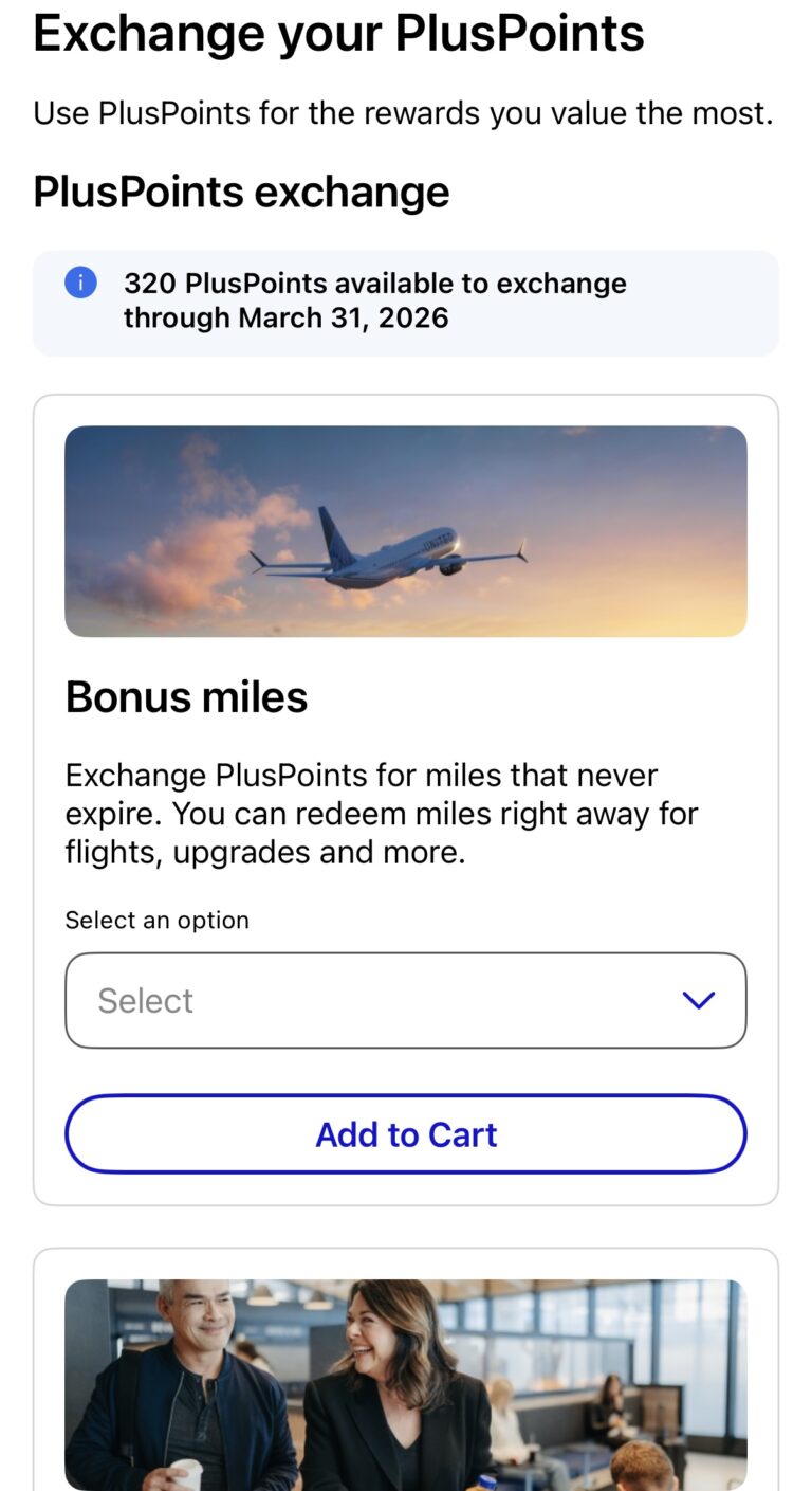 Sweet: Options Other Than Upgrades are Now Live for United PlusPoints ...