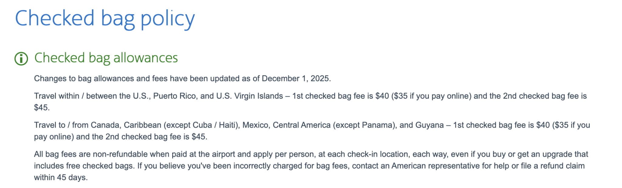 American Airlines Increases Checked Bag Fees on Some International ...
