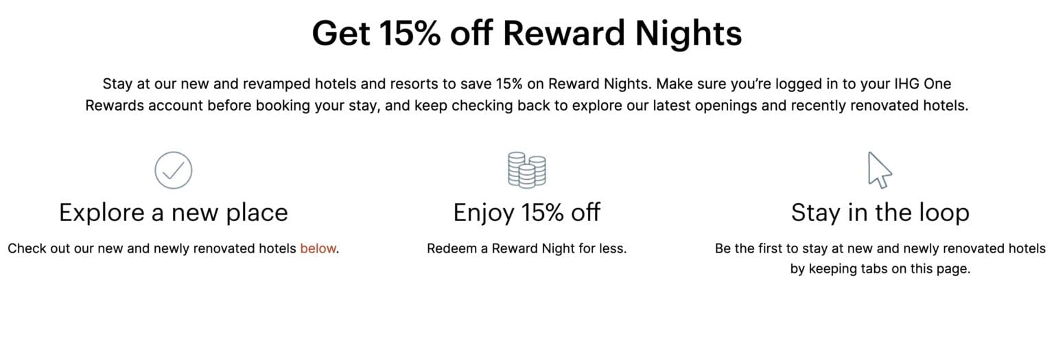 IHG One Rewards Launches 15% Reward Night Discount at New and Renovated ...